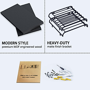 MXCSE Floating Nightstand Shelves – Modern Night Stand for Bedroom, Floating Nightstand, Durable Floating Shelf for Books, Nightstand Bedside Table, Mid Century Wall Shelves Nightstand (2, Black)