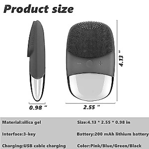 MEGAN Facial Cleansing Brush,USB Rechargeble Electric Silicone Face Scrubber,IPX7 Waterproof Sonic Facial Massager, 3 in 1 face Brush for Deep Cleanning, Blackhead Remover, Exfoliating.（Black）