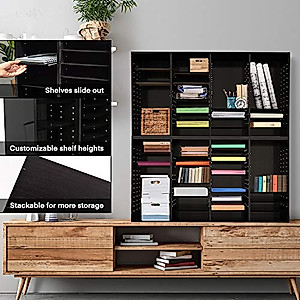 AdirOffice Wooden Literature Organizer Sorter - Stackable Mail Craft Paper Storage Holder with Removable Shelves for Office, Classrooms, and Mailrooms Organization (36 Compartment, Black)