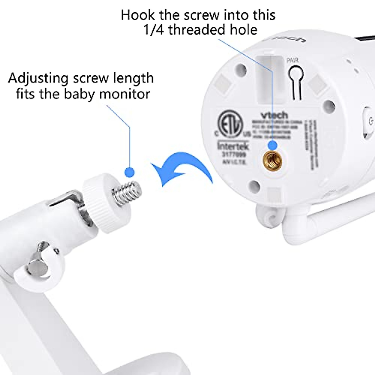 Adjustable Baby Monitor Wall Mount for Vtech VM901 and VM919HD, Perfect View Angle and Easy Installation Without Drilling