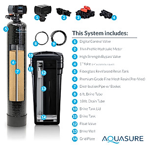 Aquasure Harmony Series Water Softener plus Iron Removal w/Aquatrol Digital Control Head and Premium Grade Fine Mesh Resin (48,000 Grains)