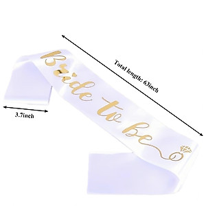 Luwigs Bride to Be Sash for Bridal Shower Bachelorette Party Wedding Engagement Party Favors Gift White Satin Sash with Rose Gold Foil Lettering