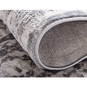 Unique Loom Aberdeen Collection Area Rug - Derbyshire (5' 1" x 8' Rectangle, Gray/ Navy Blue)