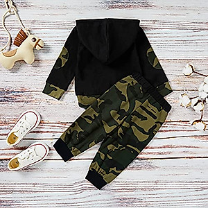 Viworld Baby Boy Pant Outfits Cooler Version of Dad Hoodie Camouflage Pants 2Pcs Casual Clothes(Black,3-4T)