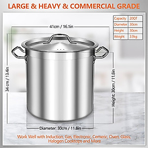 Falaja Large Stock Pot Set- 20 Quart Stockpots - Include Silicone Ladle, Slotted Spoon - Stainless Steel Cooking Pot, Soup Pot with Lid, Big Pots for Cooking, Induction Pot Stew Pot Pozole Pot