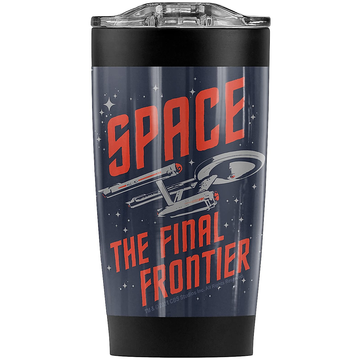 LOGOVISION Star Trek Space The Final Frontier Stainless Steel Tumbler 20 oz Coffee Travel Mug/Cup, Vacuum Insulated & Double Wall with Leakproof Sliding Lid | Great for Hot Drinks and Cold Beverages