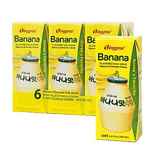 Binggrae Banana Flavored Milk [Korea’s No 1 Classic & Original Banana Milk] - Sweet, Smooth & Creamy Texture (Pack of 6)
