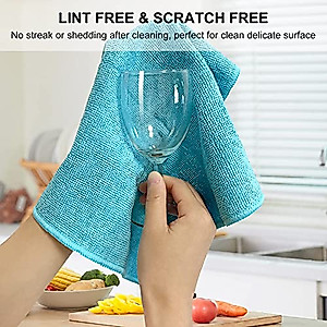 SetSail Microfiber Towel, 12 Pack Reusable and Washable Microfiber Cleaning Cloth Highly Absorbent Lint-Free Dish Towels for Kitchen, Bathroom, House, 11.8" x 11.8"(Red/Blue)