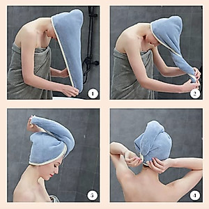 Xicks Ultra Plush Microfiber Hair Towel Wrap for Women, 2 Pack Super Absorbent Quick Dry Hair Turban for Drying Cap Hair Wrap (Pink and Blue)