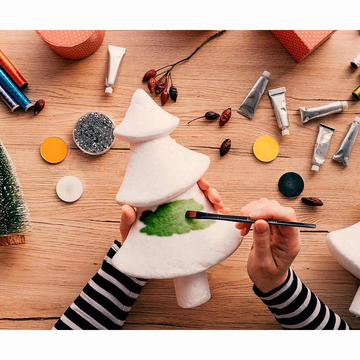 Brusarth Paint Brushes Set, 14 PCS Artist Brush for Acrylic Oil Watercolor Gouache Artist Professional Painting Kits with Synthetic Nylon Tips