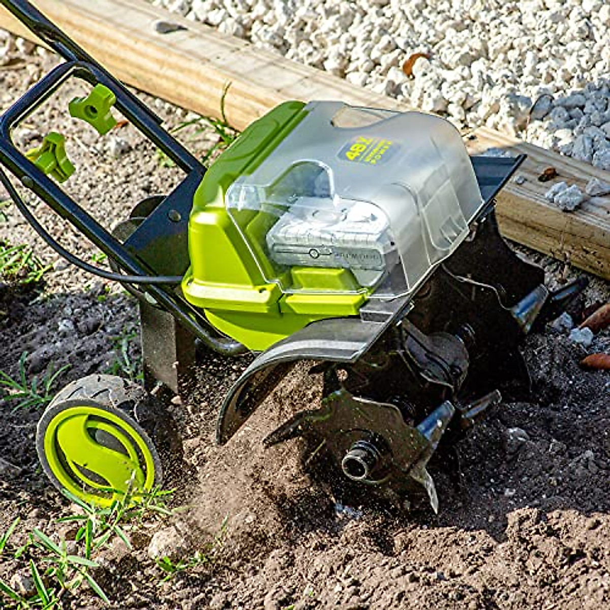 Sun Joe 24V-X2-TLR14 48-Volt iON+ Cordless Garden Tiller/Cultivator Kit | W/ 2 x 2.0-Ah Batteries and Charger