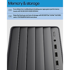 HP Envy Desktop, 12th Gen Intel Core i7-12700, 16 GB RAM, 512 GB SSD & 1 TB SATA Hard Drive, Windows 11 Pro, Wi-Fi & Bluetooth, Wired Keyboard & Mouse, Pre-Built PC Tower (TE01-3022, 2022)