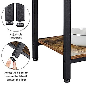 Yaheetech Kitchen Bakers Rack, Coffee Bar Station Microwave Stand with 10 Hooks and Adjustable Feet, Freestanding Utility Storage Shelf for Kitchen, Dinning Room, Living Room, Rustic Brown