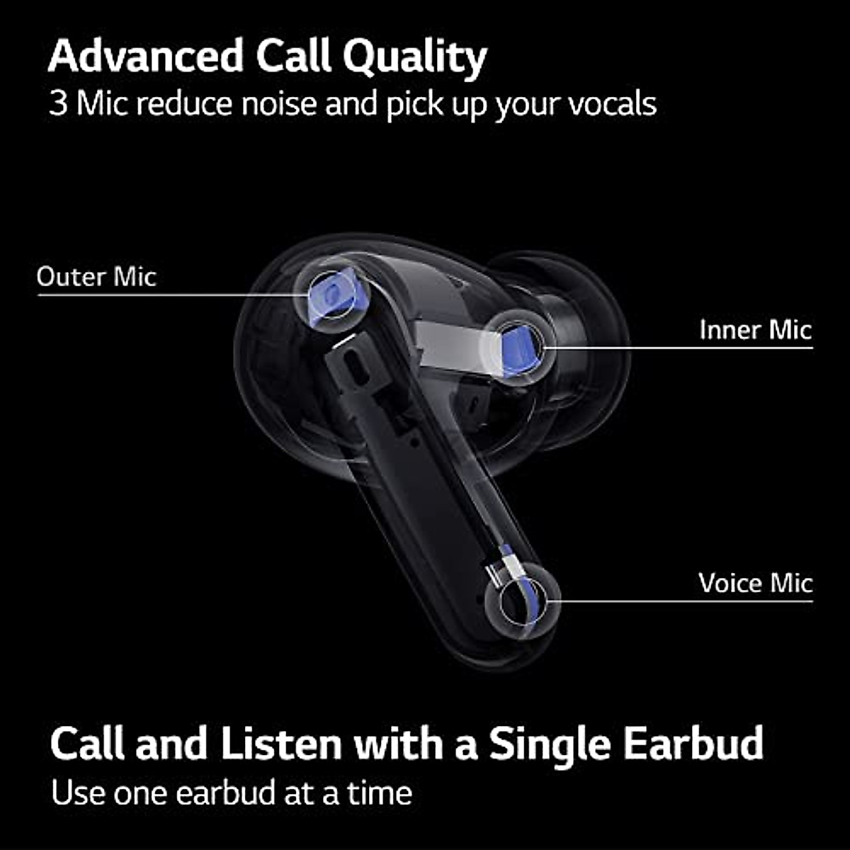 LG TONE Free True Wireless Bluetooth FP9 - Active Noise Cancelling Earbuds with UVnano Charging Case, Black