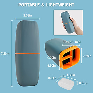 GQZ Travel Toothbrush Container Case, Portable Toothbrush Holder, High-Capacity Multifunction Toothbrush Toothpaste Storage Cup with 2PCS Silicone Toothbrush Covers for Business Trip, Camping (Blue)