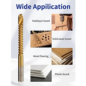 Rocaris 8 Pack Titanium Coated HSS Twist Drill Bits, 3-10mm Serrated Side Cutting Drill Bit Woodworking Tools for Plastic Metal Wood Hole
