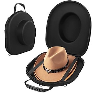 Cinati Hat Box for Travel-Crush Proof Hat Travel Case for Cowboy Hats Holder Storage Box Organizer Cap Carrier with Adjustable Carry Strap
