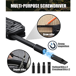 GODCRAE Gifts for Men Dad, Pocket Multitool Knife with 1/4-Inch Hex Drive, 2 Flathead Bits 2 Crosshead Bits Whetstone Unique Gifts for Christma Birthday Valentines Day Fathers Day