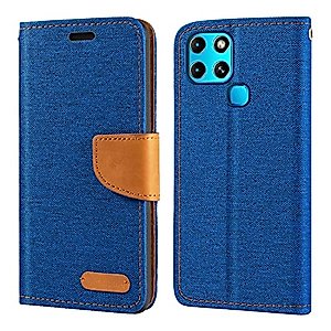 for Infinix Smart 6 HD Case, Oxford Leather Wallet Case with Soft TPU Back Cover Magnet Flip Case for Infinix Smart 6 HD (6.6”) Blue