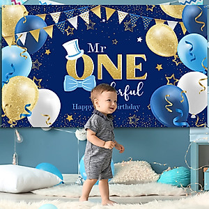 Irenare Boys 1st Birthday Decoration Mr. Onederful Birthday Party Supplies Boy 1st Birthday Backdrop Banner for Baby Toddler Little Man First Birthday Party Decor Photo Prop