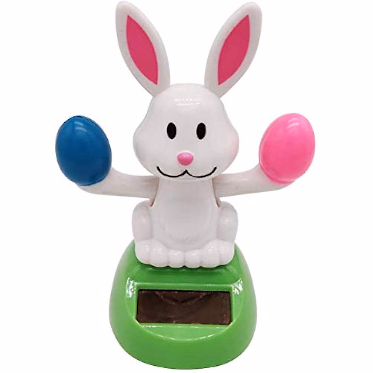 Taotenish Solar Powered Toy Shaking Head Rabbit Statue Shaking Head Dancing Toy Rabbit Bunny Figurines for Car Dash Board Decorations - White