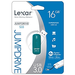 Lexar JumpDrive S33 16GB USB 3.0 Flash Drive LJDS33-16GASBNA (Teal)