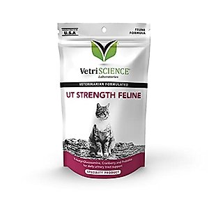 VETRISCIENCE UT Strength Feline Urinary Tract Supplement for Cats – Chews for Urinary Tract Support with Cranberry Powder, Bromelain, and Probiotics