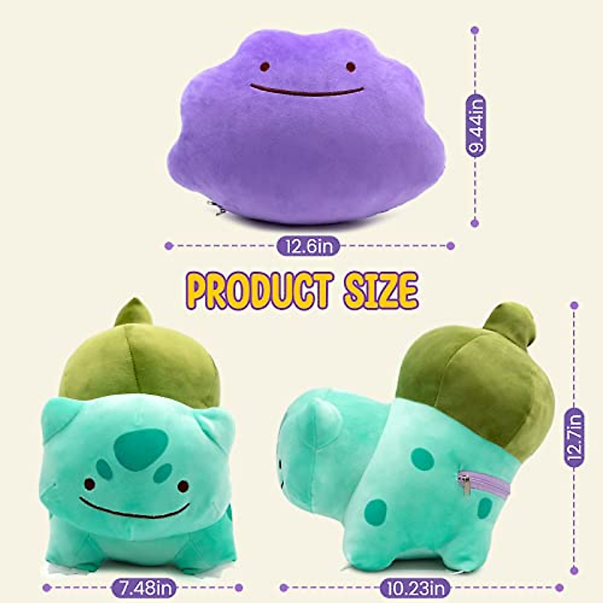 Andenley 12.7''Plush Changeable Two Style Soft Stuffed Toy Doll Ditto Reversible Figure Plush Pillow Toys Gifts for Kids Birthday,Halloween,Christmas