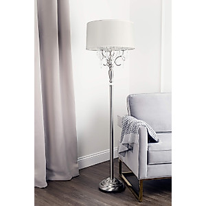 OK Lighting OK-5109F OK-5109f Crystal Silver Floor Lamp, 17" x 17" x 62"