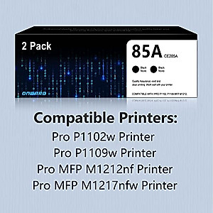 85A Toner Cartridges Black (2-Pack) | Replacement for HP 85A Toner Works with Pro P1102, P1109 Series, Pro MFP M1212, M1217 Series | CE285A
