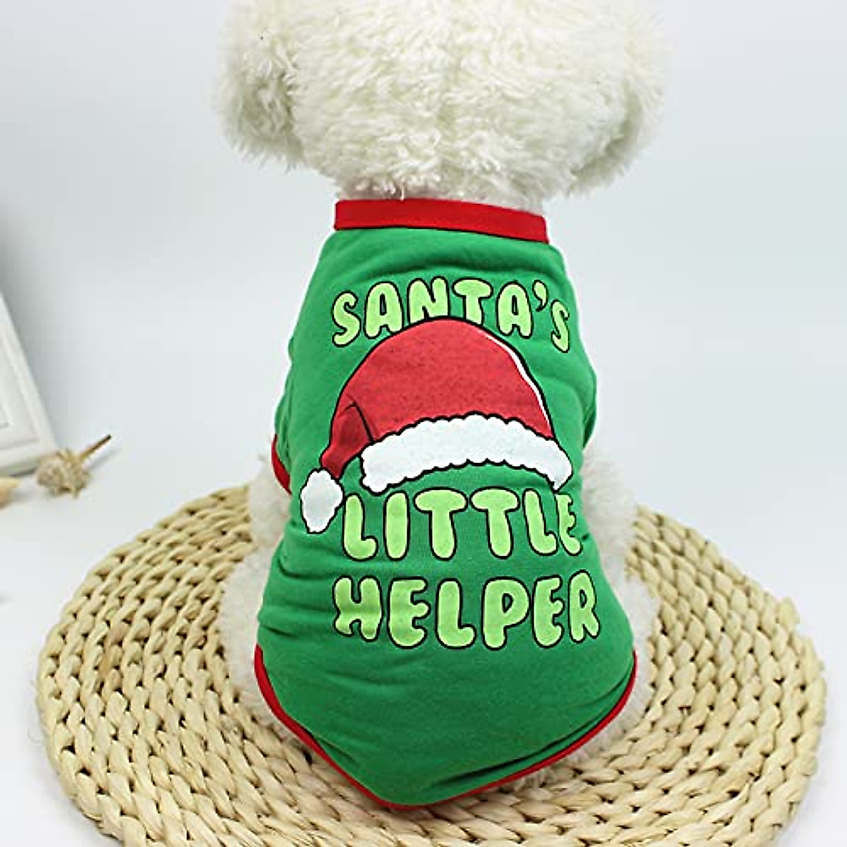 prettDliJUN Dog Christmas Printed T-Shirt, Two Legs Style Xmas Printed Small Pet Costume for 4 Seasons,XL