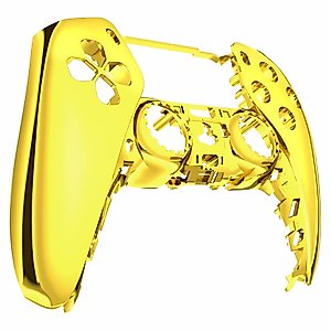 eXtremeRate Chrome Gold Glossy DIY Accessories Replacement Front Shell Compatible with ps5 Controller, Custom Faceplate Compatible with ps5 Controller - Touchpad NOT Included