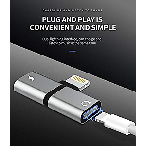 Headphone Adapter Lightning to Audio Jack and Charger Extender Earphone Charging Splitter Compatible with iPhone 11 12Mini pro max xs xr x se2 7 8plus for ipad air Cable Converter Apple MFI Certified