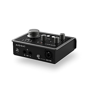 Audient Audio Interface iD4 MKII, Class A Console Microphone Preamp (High Speed USB-C, Monitor Mix and Monitor Panning Function, 2 Headphone Outputs, Mac/PC/iOS Compatible), Black