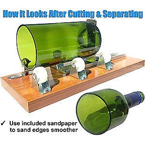Glass Bottle Cutter (Deluxe) Kit, Upcycle EZ-Cut: Beer & Wine Bottle Cutting + Edge Sanding Paper & Heat Tool