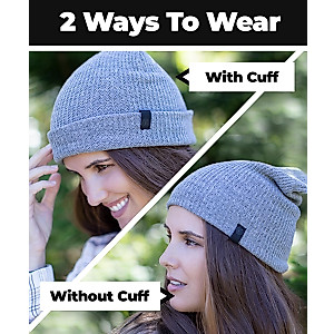 Revony Long Ribbed Beanie - Soft, Warm & Cozy - Perfect Winter Beanie for Men & Women Black