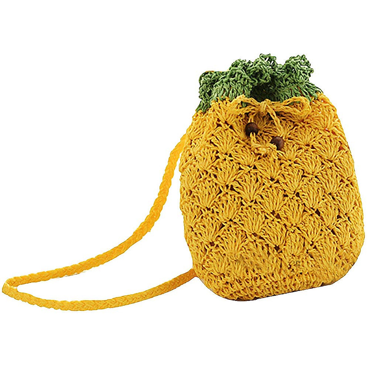 Goclothod Mini Handbag Cute Fruit Straw Cross-body Bag Weave Summer Beach Travel Satchel Shoulder Bag Phone Pouch Coin Purse (Pineapple)