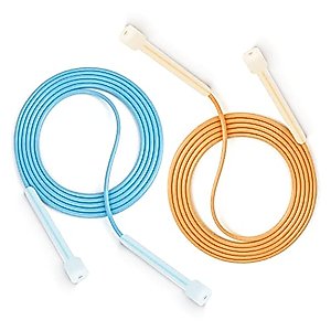 M STURDY LIFE 2-Pack Light Weight Speed Jump Ropes for Kids, Easy to use and Adjustable Skipping Rope, PVC Tangle-Free Workout Jump Ropes Crossfit Equipment for Athletes, Men, Women and Teenagers (Blue/Orange)