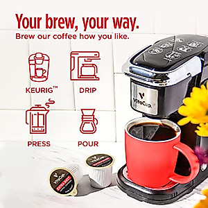 VitaCup Extra Shot Strong Coffee Pods, Bold & Intense Dark Roast w/ Espresso Shot, High Caffeine, Vitamin B12, Antioxidants, Recyclable Single Serve Pod Compatible w/ Keurig K-Cup Brewers, 16ct