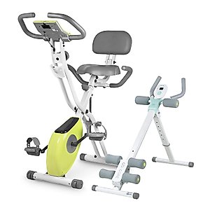 leikefitness Folding Exercise Bike 2200(YELLOW) and Adjustable Ab Trainer 9300(GREEN) Bundle