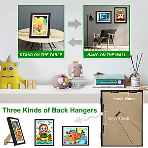G4S3 2 Pack Kids Art Frame, 8.5x11 Front Opening Kids Artwork Frames Changeable, Chind Artwork Display Storage Frame for 3D Picture Crafts, Children Drawing Hanging Art, Holds 50-100 Pcs, Black