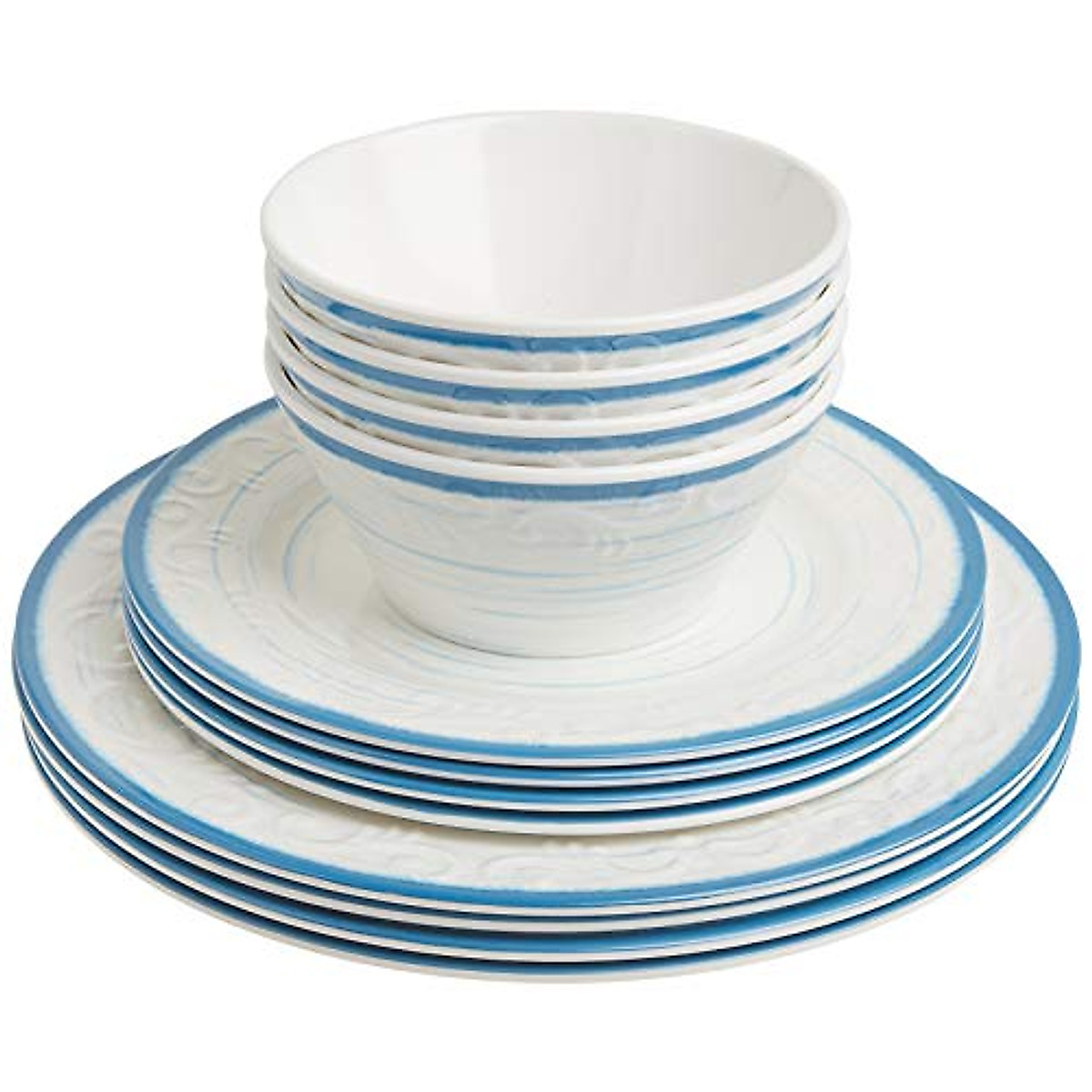 Pfaltgraff 12-Piece Melamine Dinnerware Set - Trellis Blue