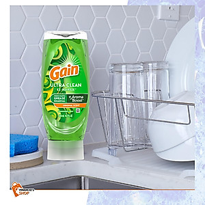 Gain EZ-Squeeze Dishwashing Liquid Dish Soap + Includes Venancio’sfridge Sticker and Cleaning Sponge (Original Scent 14.7 fl oz – Pack of 1)