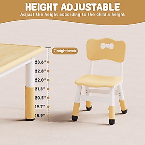 Brelley Kids Table and 2 Chairs Set, Height Adjustable Toddler Table and Chair Set, Graffiti Desktop, Classroom/Daycare/Home, Children Multi-Activity Table for Ages 2-8