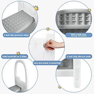 2-Step Toddler Stool with Handrail, Anti-Slip Kids Stool for Bathroom Sink, Kitchen Counter, and Potty Training Toilet