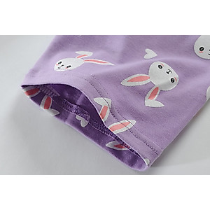 FEDPOP Girls Easter Bunny Pajamas for Kids Short Pjs Toddler Rabbit Sleepwear Cotton Summer Jammies Short Sleeve T Shirts and Bottoms 2 Piece Pj Clothes Set Size 7