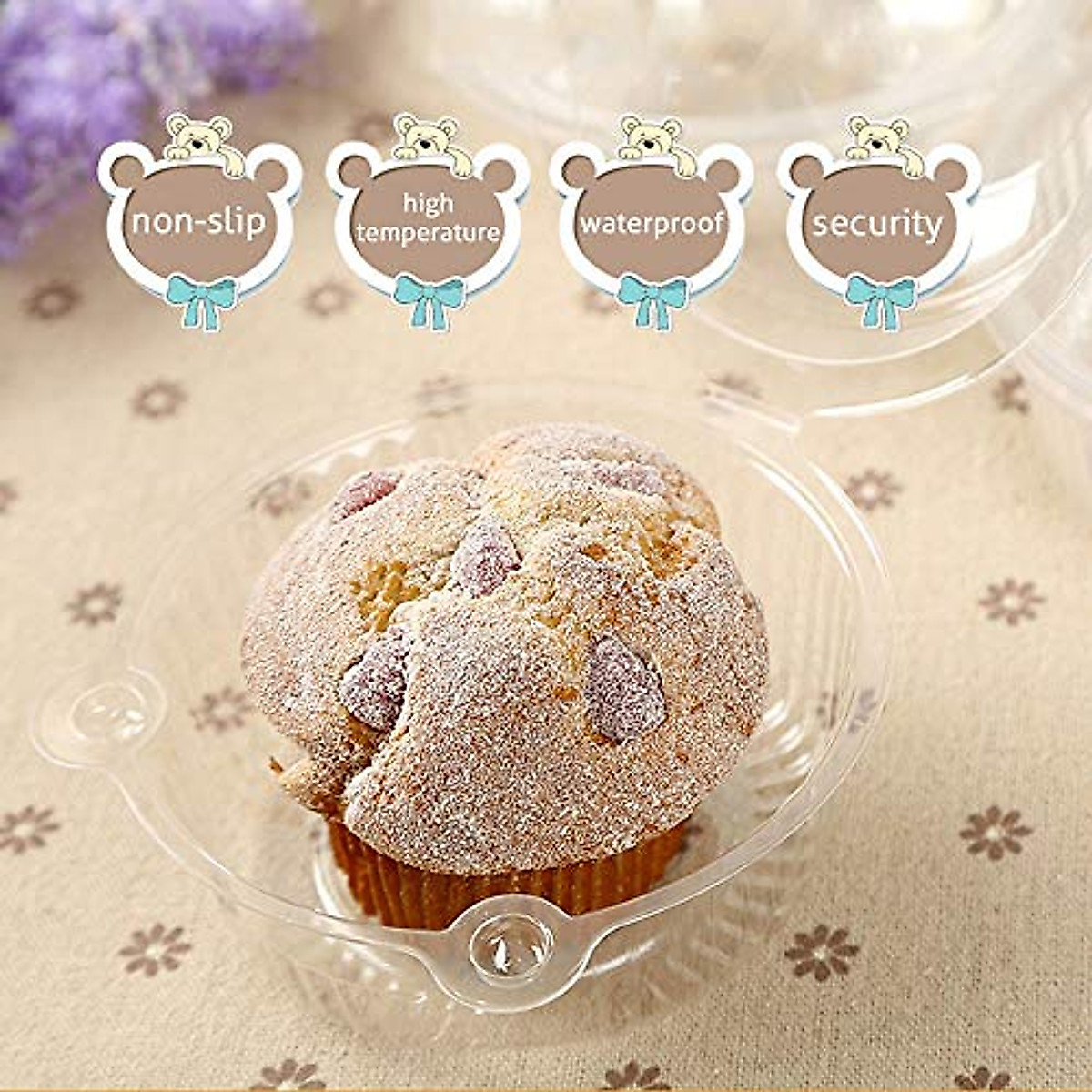 Cupcake Holders Individual,50 PC Cupcake Containers Disposable Clear Plastic Single Muffin Dome Holders Cases Individual Cupcake Boxes Bulk (white, 50 pcs)