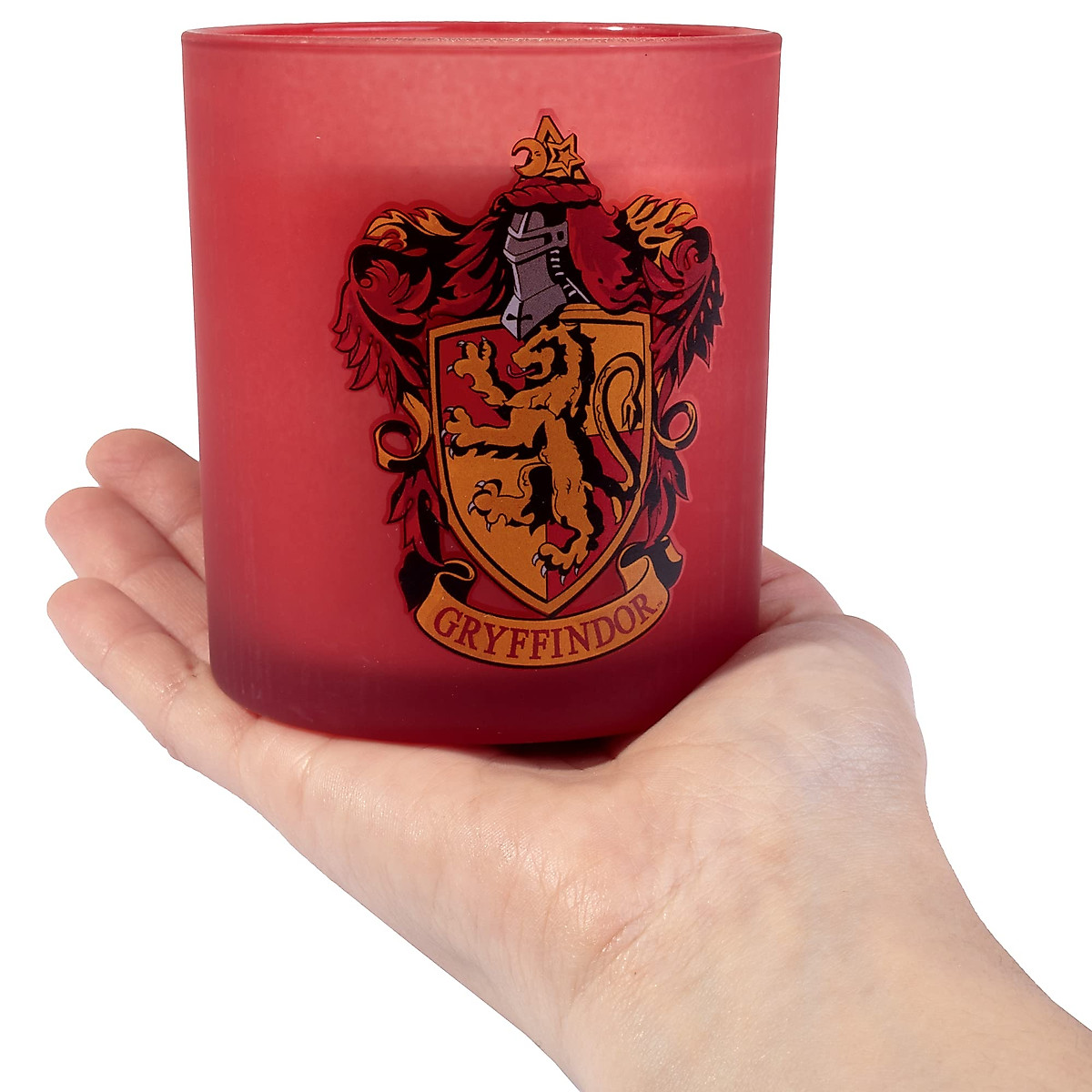 Harry Potter Gryffindor Candle, Large 8 oz - Amber & Vanilla Scented - Soy and Coco Wax in Glass Votive - Christmas Hogwarts House Gift for Teens, Men, Women, Adults