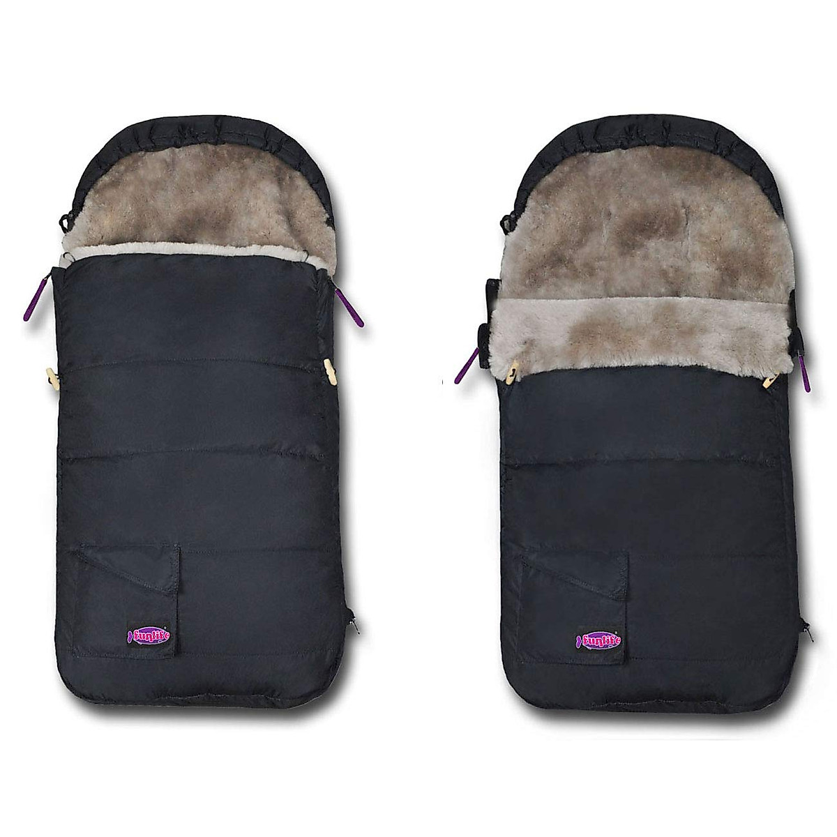 3 in 1 Australia Sheepskin Footmuff for All Stroller,Weather Resistant,Height and Temperature Adjustable Stroller Bunting Bag,High Performance Lambskin Bunting Bag for Travel Gear