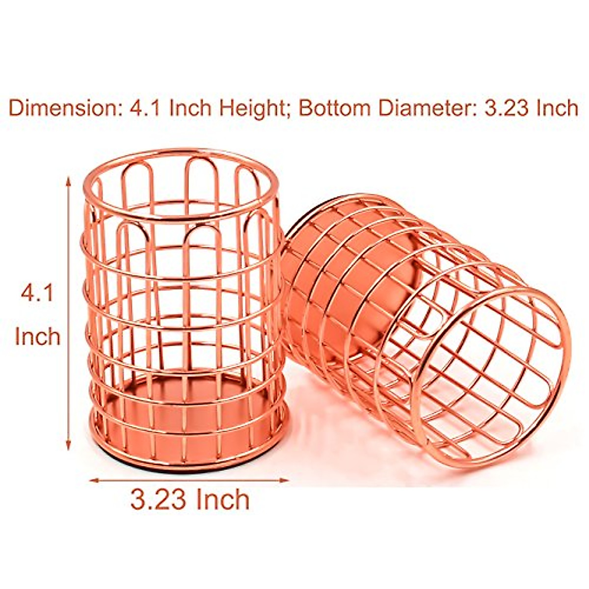Superbpag Wire Metal Desktop Pencil Holder, Set of 2, Rose Gold